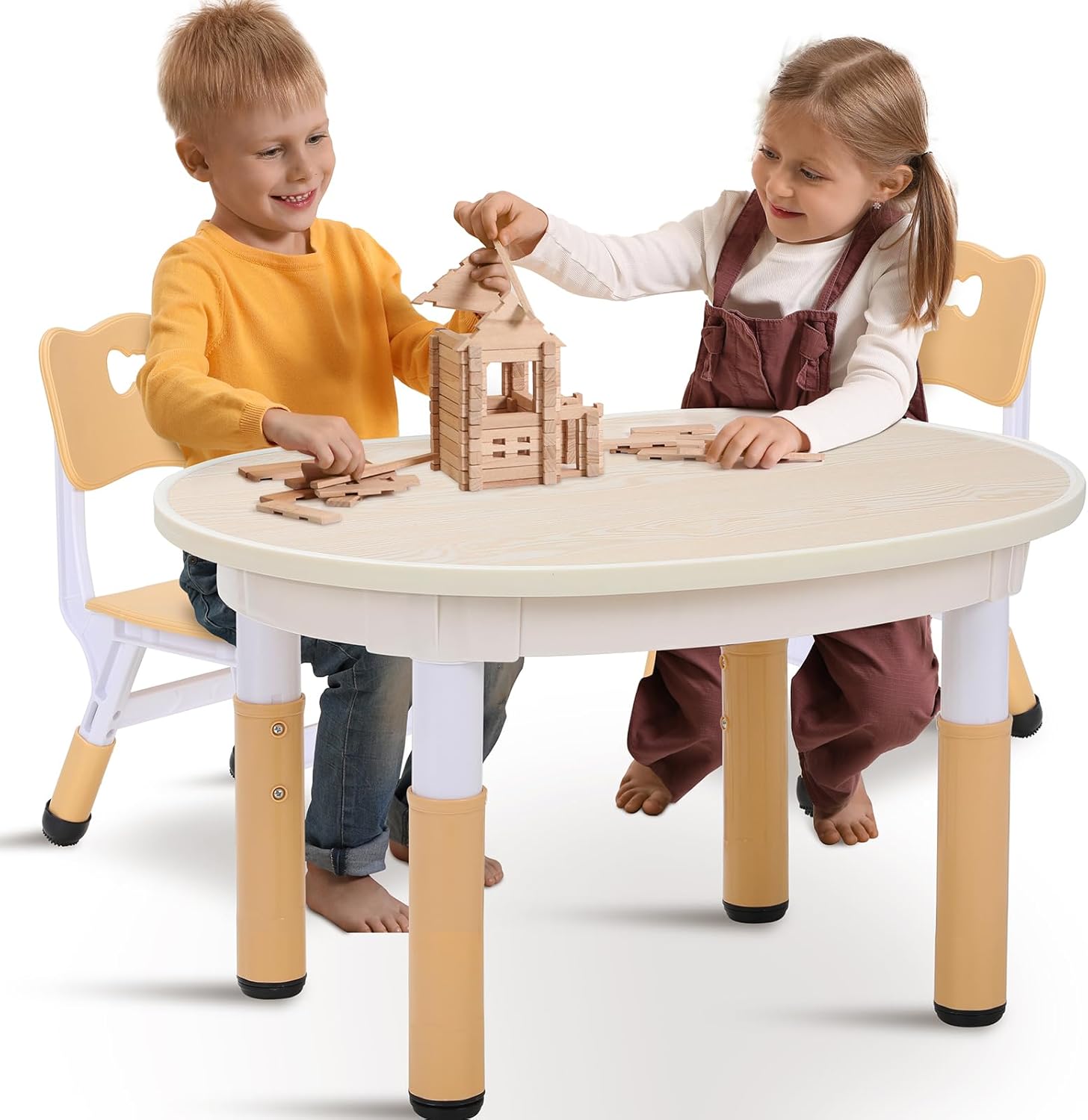Amazon.com: Arlopu Kids Table and 2 Chairs Set, Height Adjustable ...