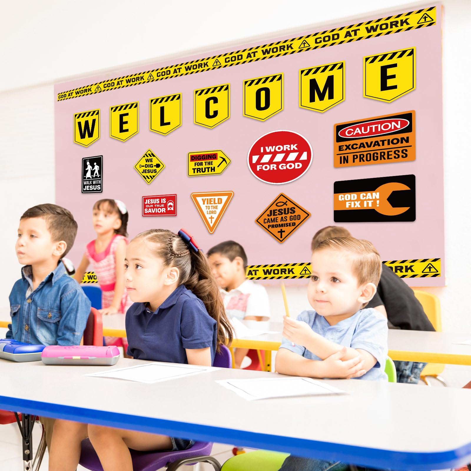 Snapklik.com : 67 Pcs Christian Construction Classroom Decorations ...
