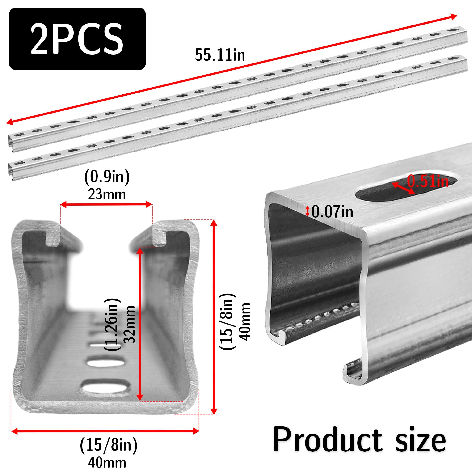 Snapklik.com : 4.6 Feet Length Strut Channel Trolley Track,1-5/8" 12 ...