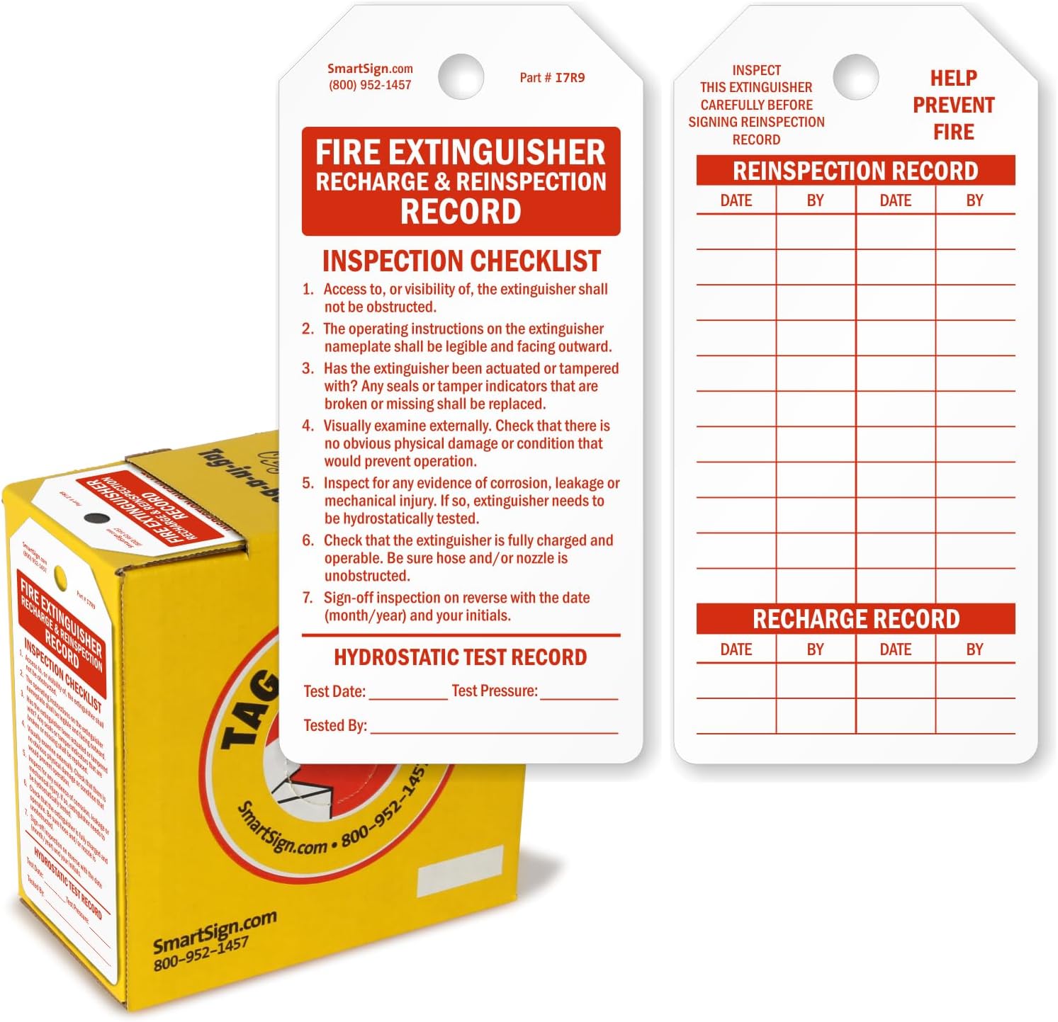 SmartSign 100-Pack Fire Extinguisher Recharge and Reinspection Record ...