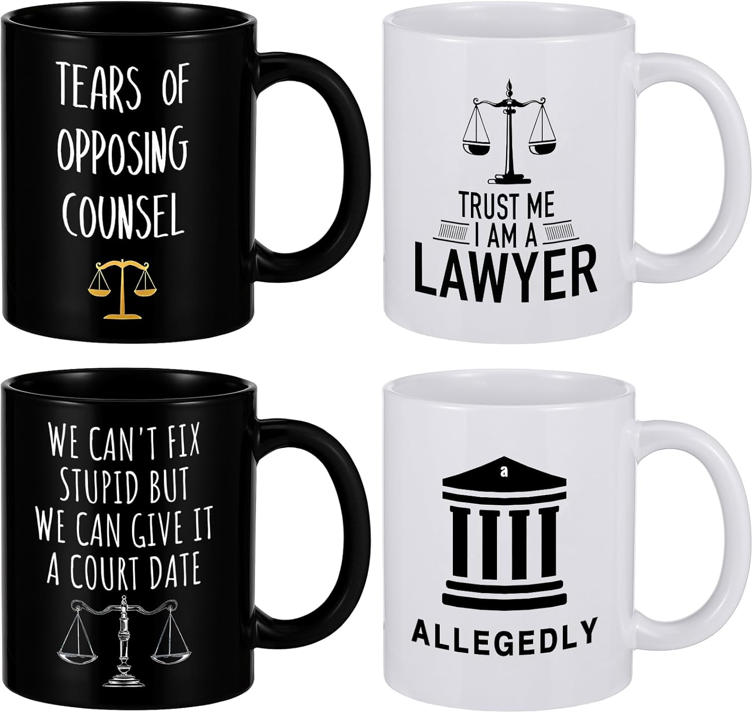 Amazon.com: Reallnaive 4 Pcs Lawyer Gifts Mugs 11 oz Ceramic Coffee Tea ...