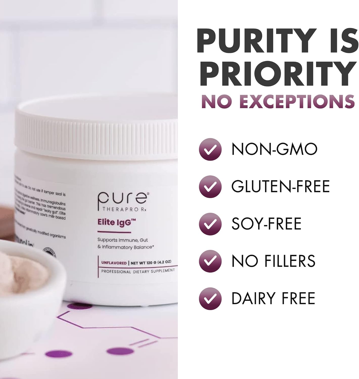 Buy Pure Therapro Rx Elite IgG Immunoglobulin Supplement Powder, 60 ...