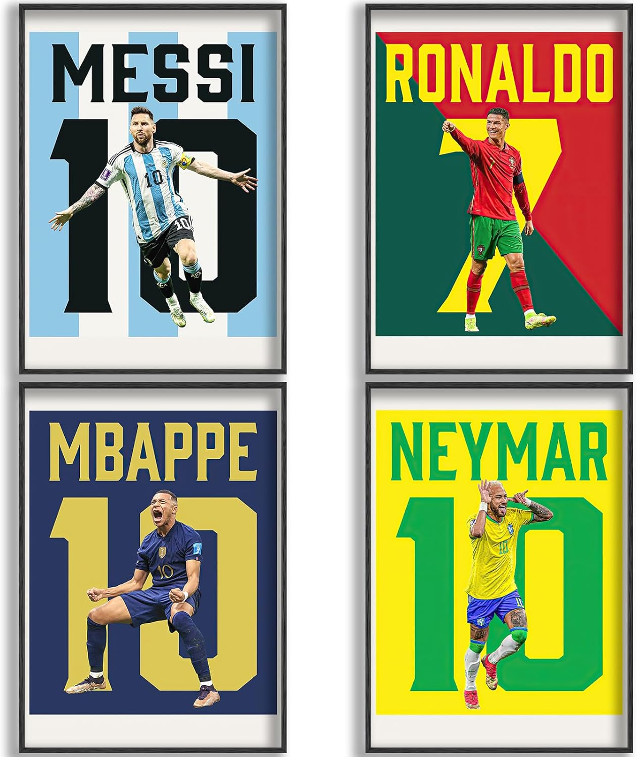 Amazon.com: BAOGELI Messi, Ronaldo, Mbappe, Neymar Poster Soccer Canvas ...
