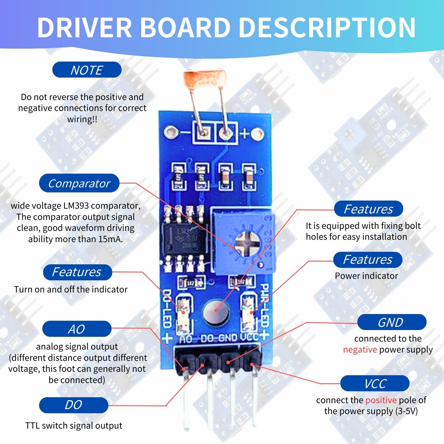 Snapklik.com : 3PCS Photosensitive Sensor Module 4 Pins 3.3-5V Light Dependent Resistor Sensor ...