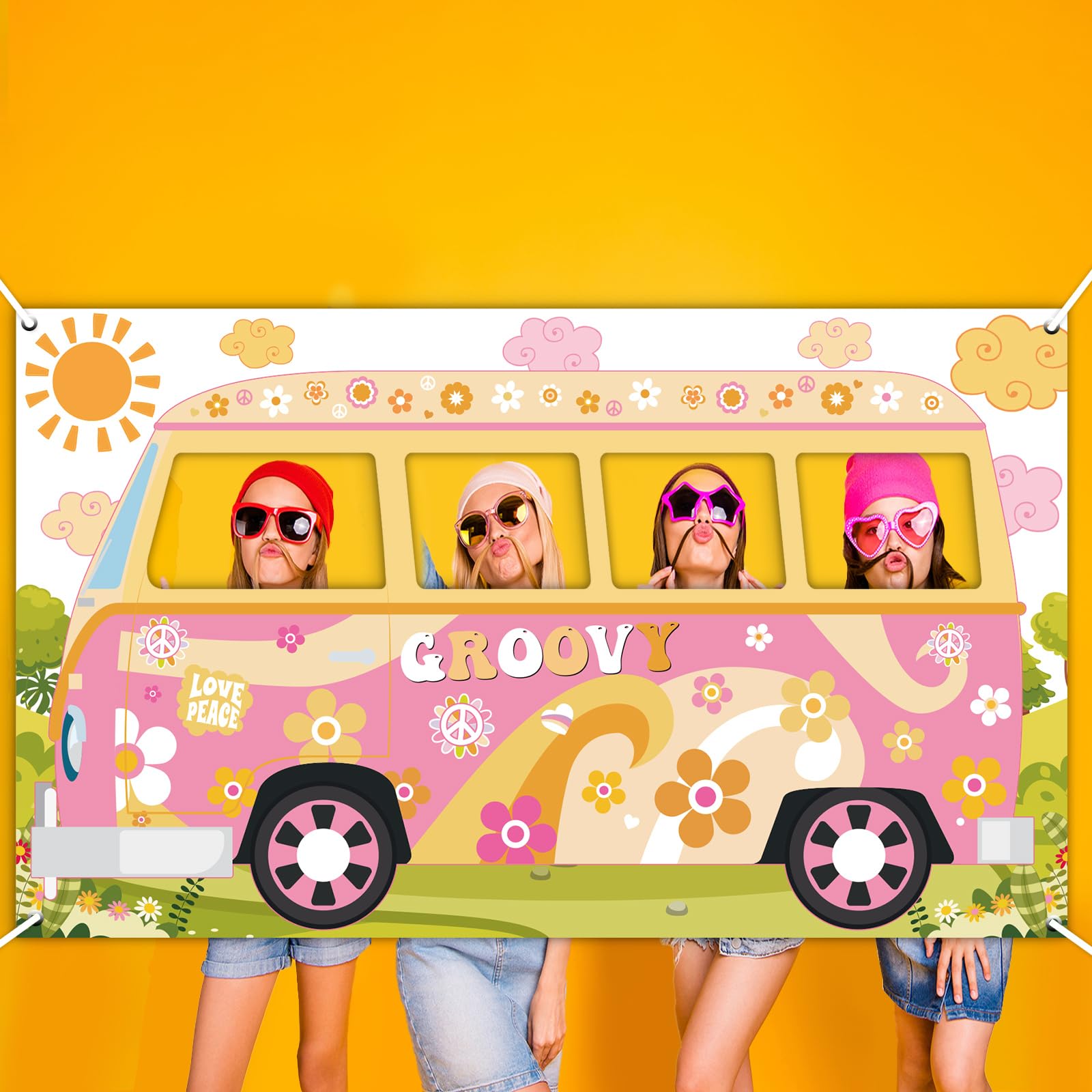 Snapklik.com : Hippie Bus Photo Prop Groovy Party Decorations Large ...