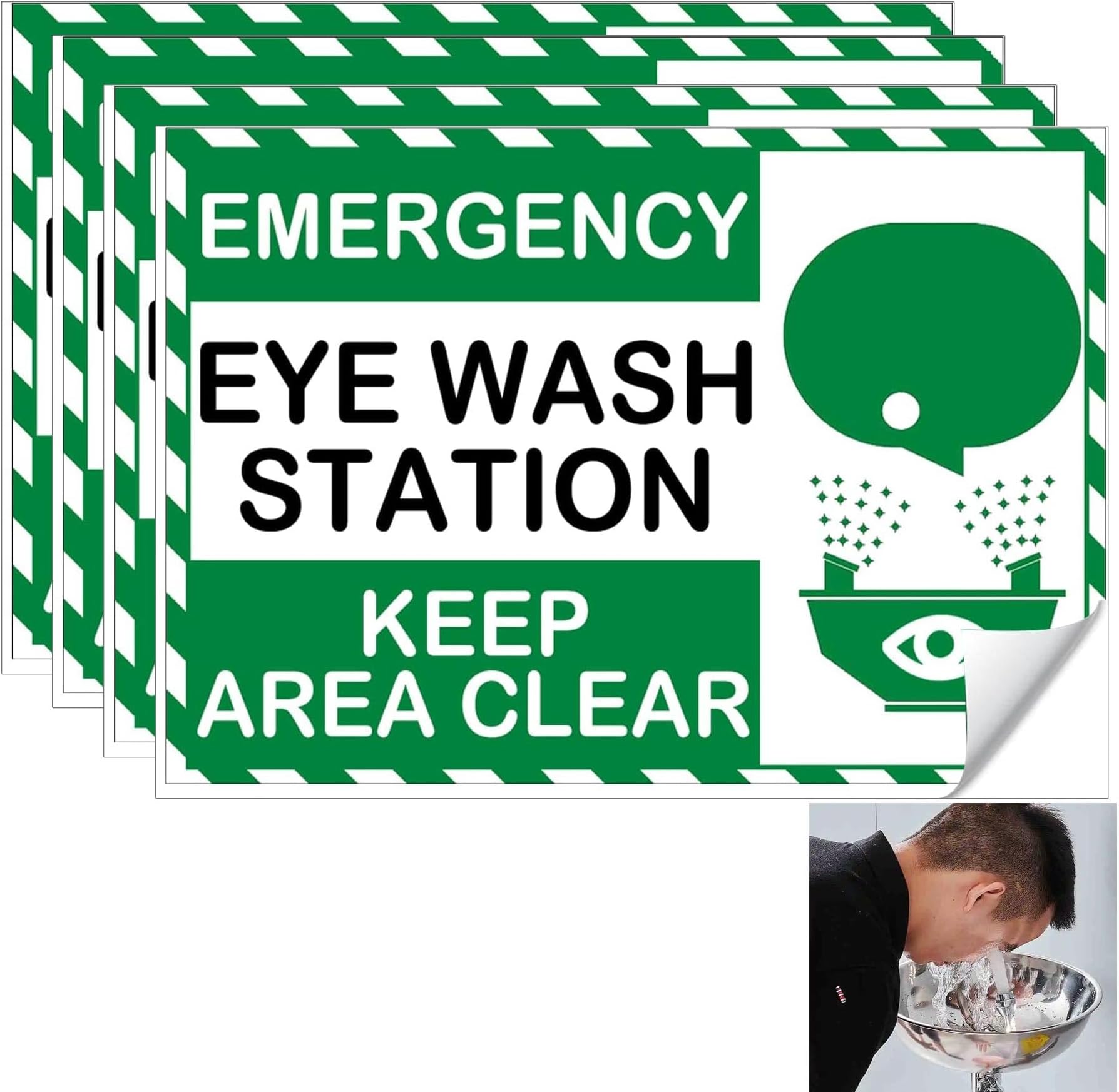 Amazon.com: Emergency Eye Wash Station Sign Emergency Eyewash Station ...