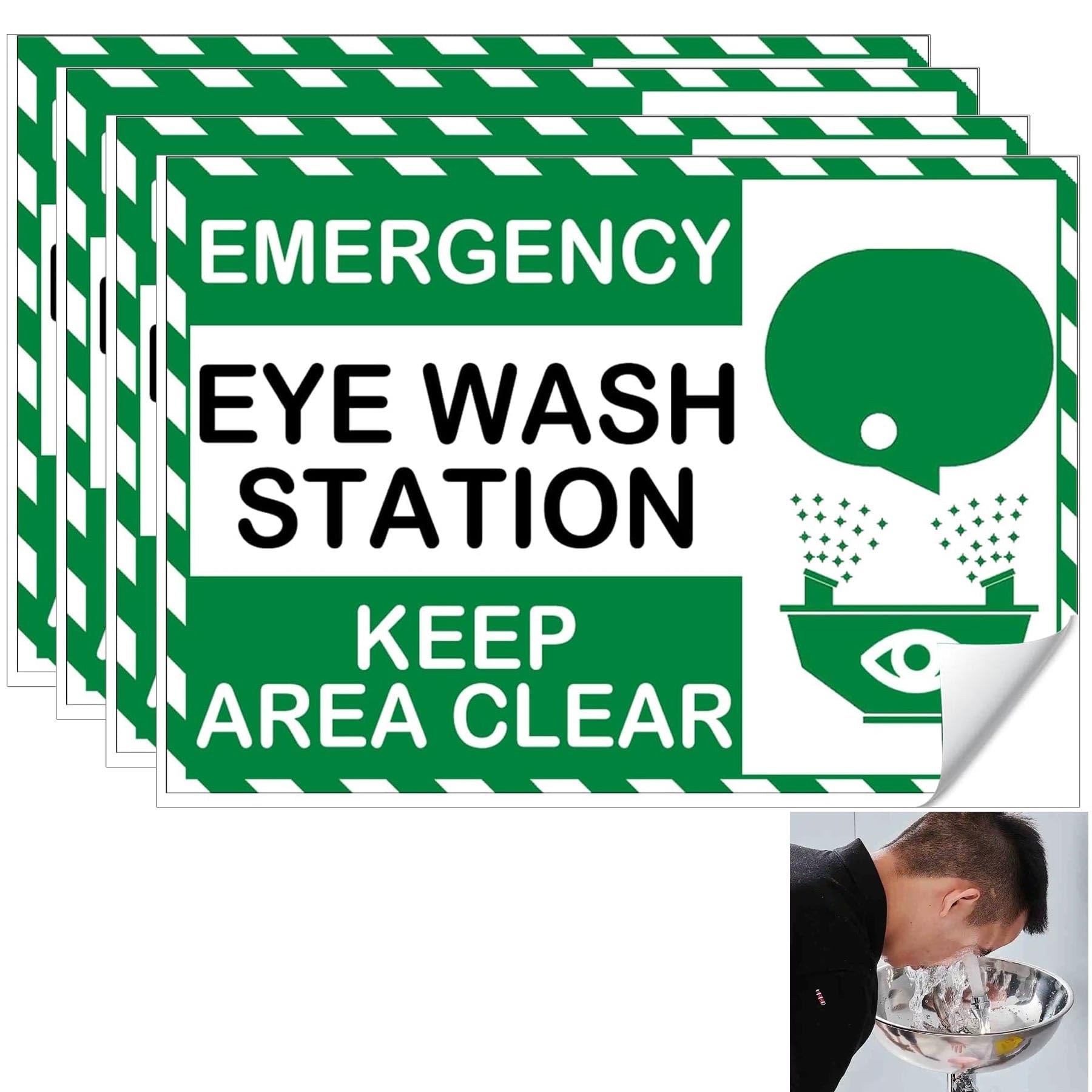 Safety Sign Emergency Eye Wash Station Keep Area Clear