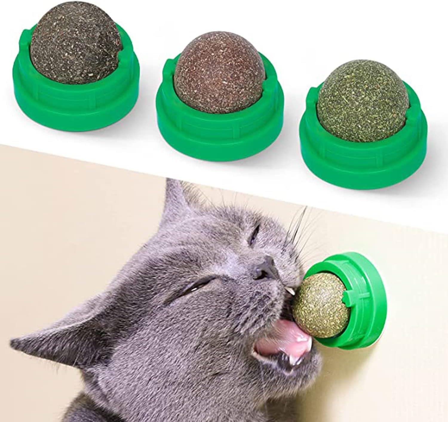 Amazon.com : HomTop Catnip Wall Ball Toys,3-Packs Catnip Toys,Edible ...