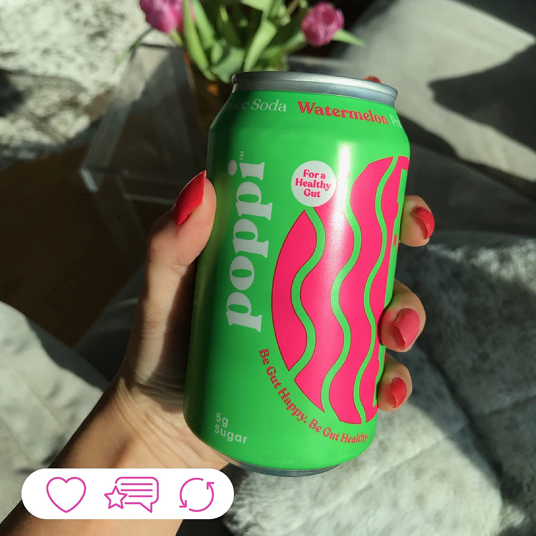 POPPI Sparkling Prebiotic Watermelon Soda w/ Gut Health & Immunity ...