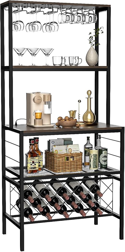 Amazon.com: GEBAROW Wine Rack Freestanding, Metal Wine Rack, Industrial ...
