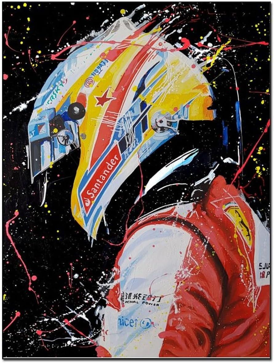 Amazon.com: Fernando Alonso Art Poster Famous Spanish F1 Driver Canvas ...