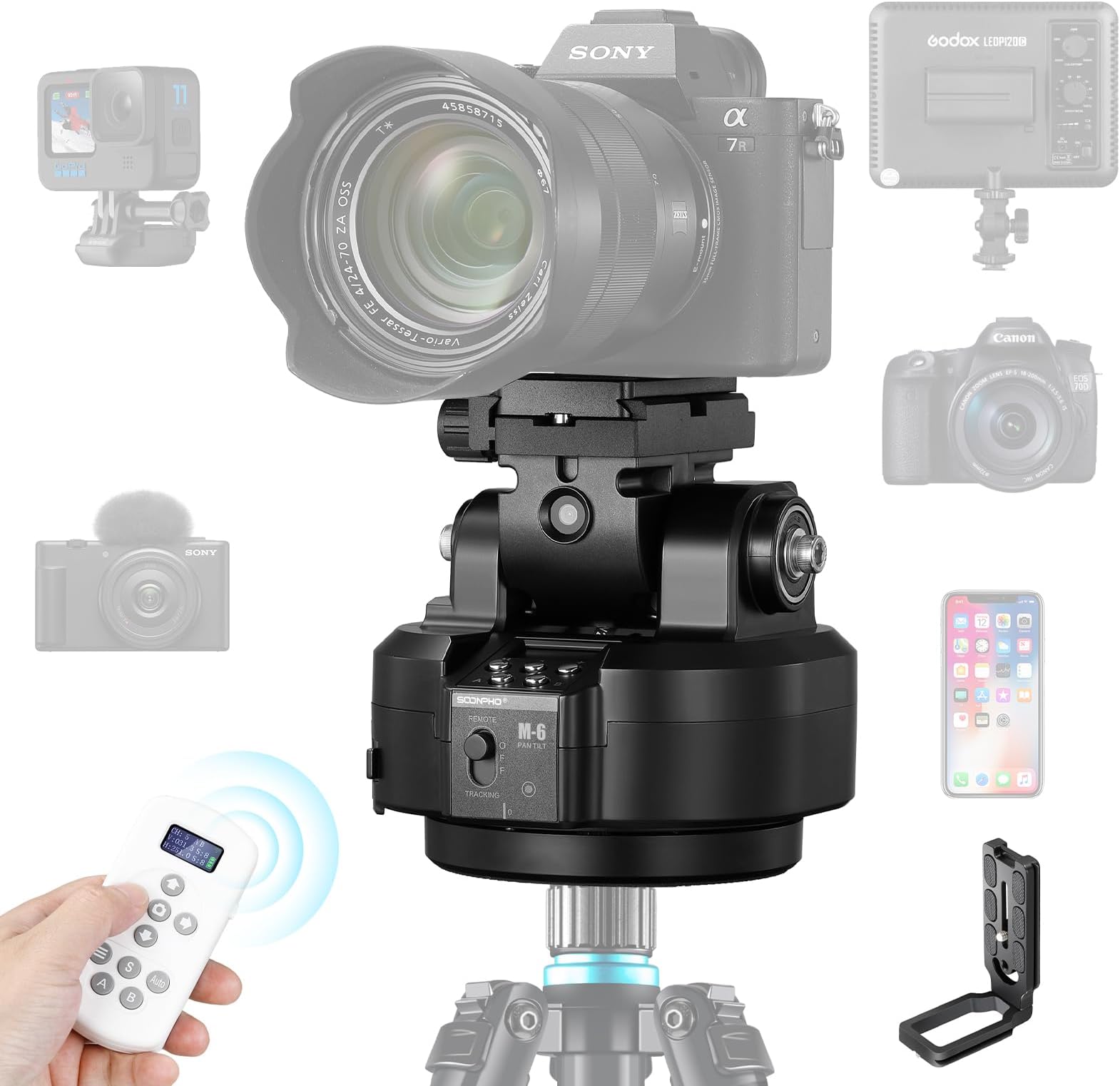 Soonpho M6 Auto Face Tracking Motorised Rotating Panoramic Tripod Head ...