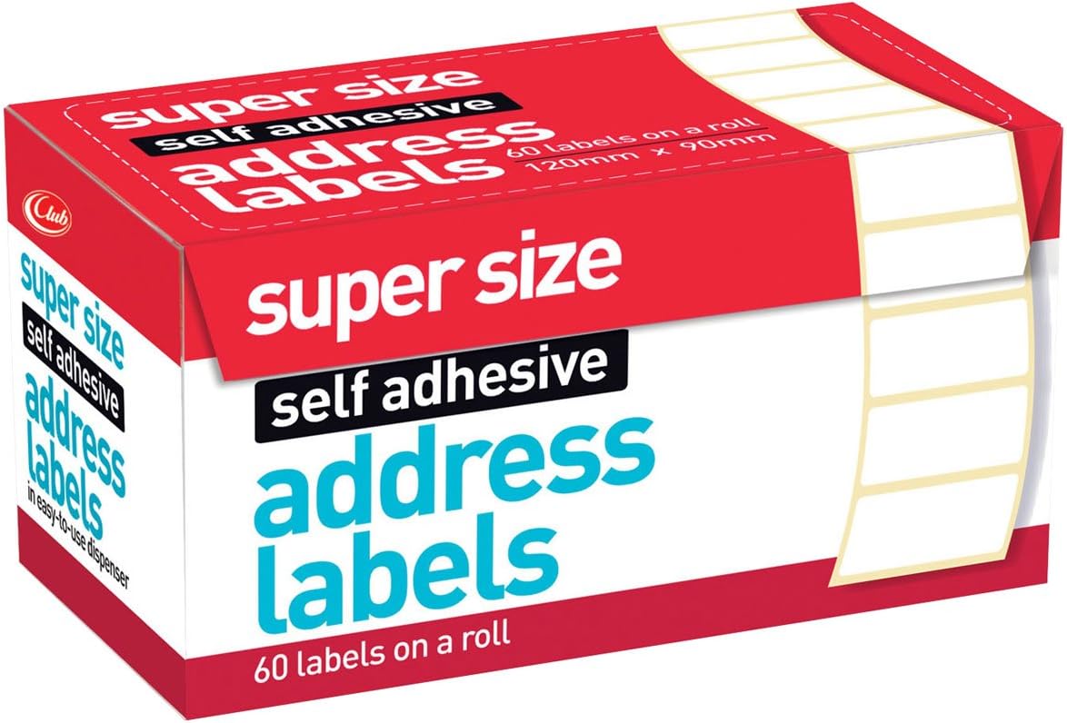 100 Large Self Adhesive Address Labels On a Roll, 90 x 120mm, White ...
