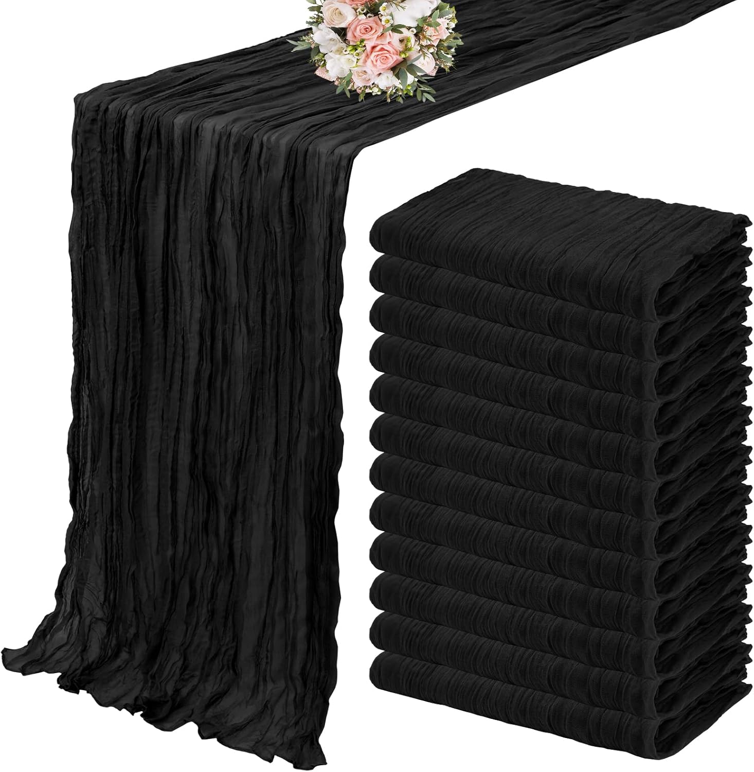 Amazon.com: 12 Pack 10FT Long Cheesecloth Table Runner, Boho Gauze ...