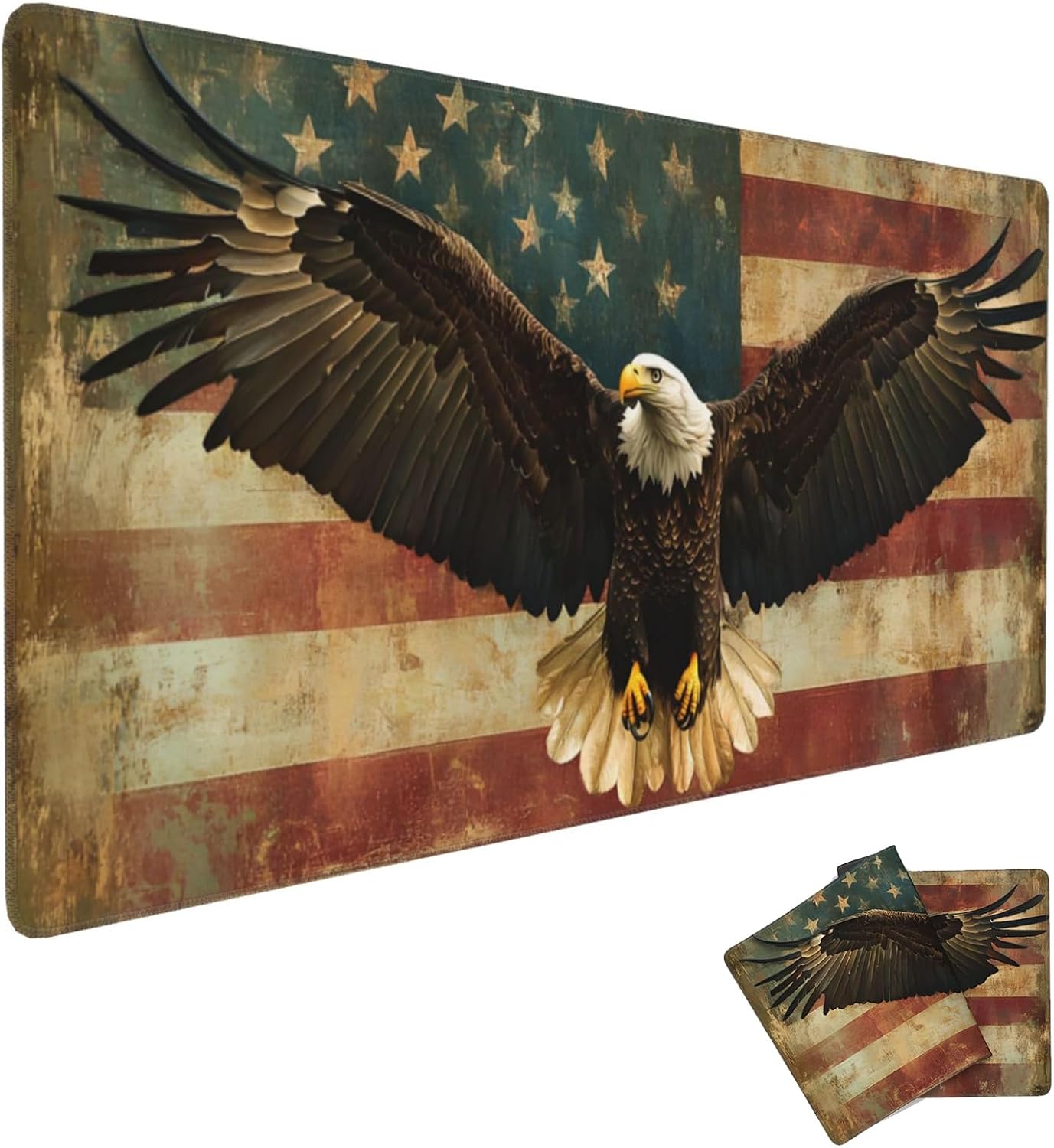 Amazon.com: American Flag Eagle Spreads Wings Mouse Pad 31.5X12 inch ...