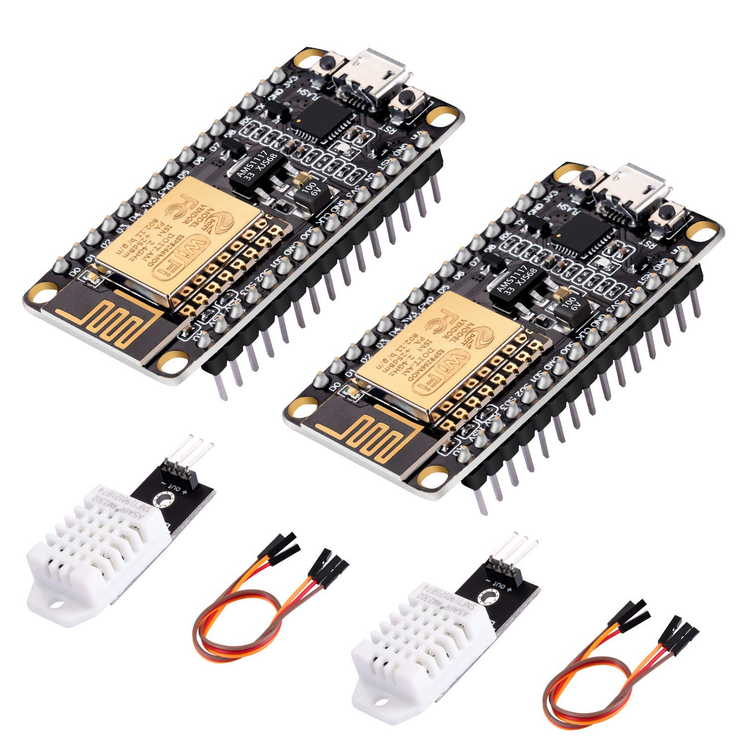 Buy DHT22 AM2302 Digital Temperature Humidity Sensor Module and ESP8266 NodeMCU LUA CP2102 ESP ...