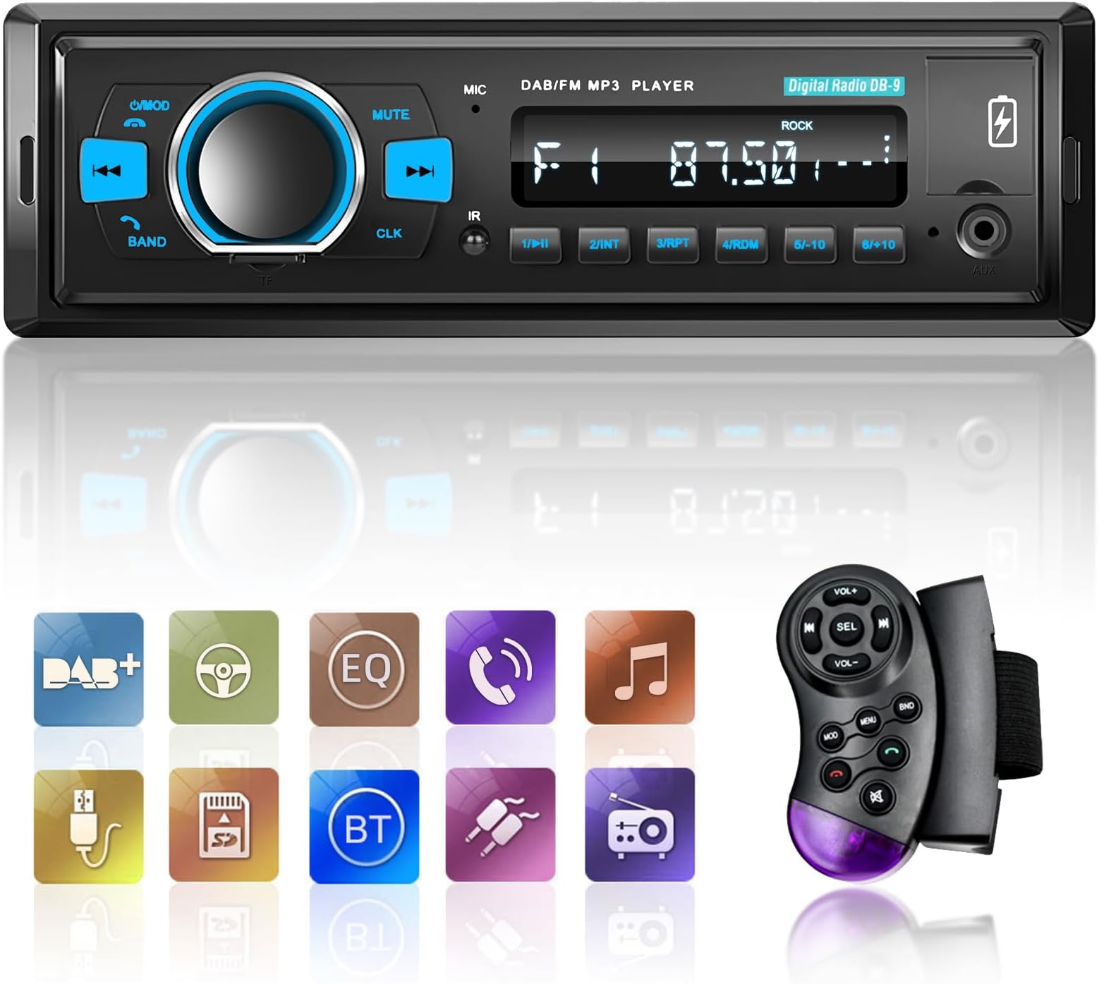 Autoradio Dab 1 Din avec Bluetooth 5.0 / EQ Audio/Appel Bluetooth/Radio ...