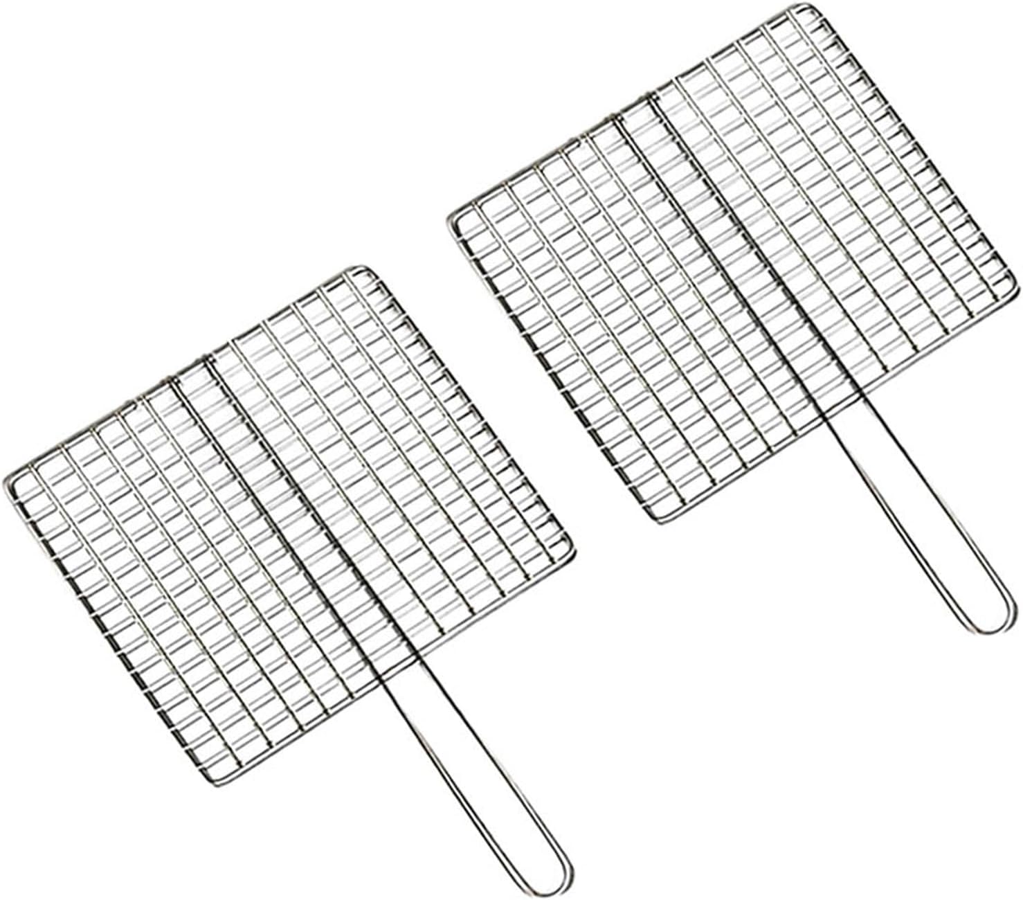 2 Pcs Portable Grilling Basket, Grilling Wire Grid BBQ Rack, for Fish ...