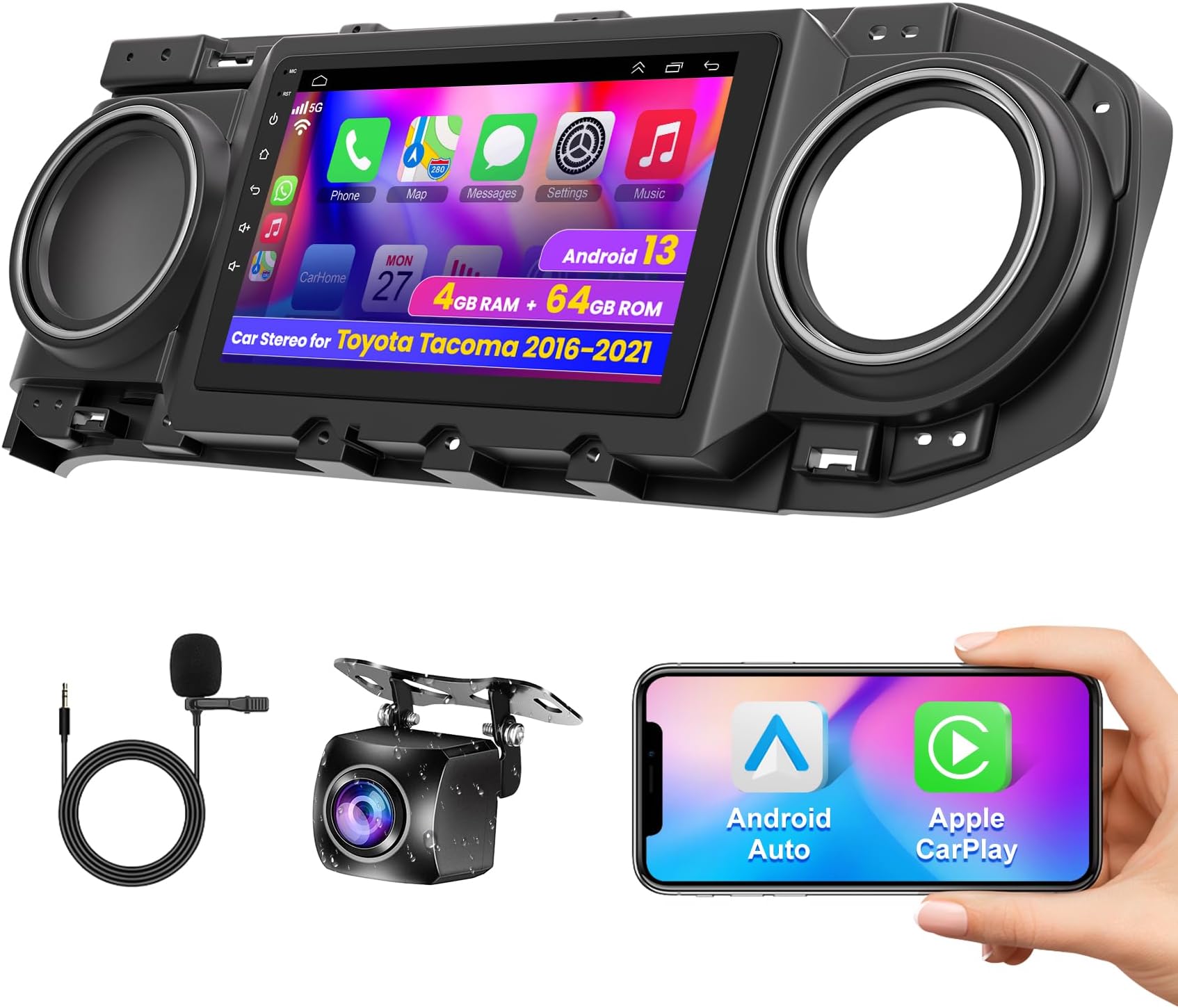 Amazon.com: 4+64G Android Car Stereo for Toyota Tacoma 2016-2021 with ...