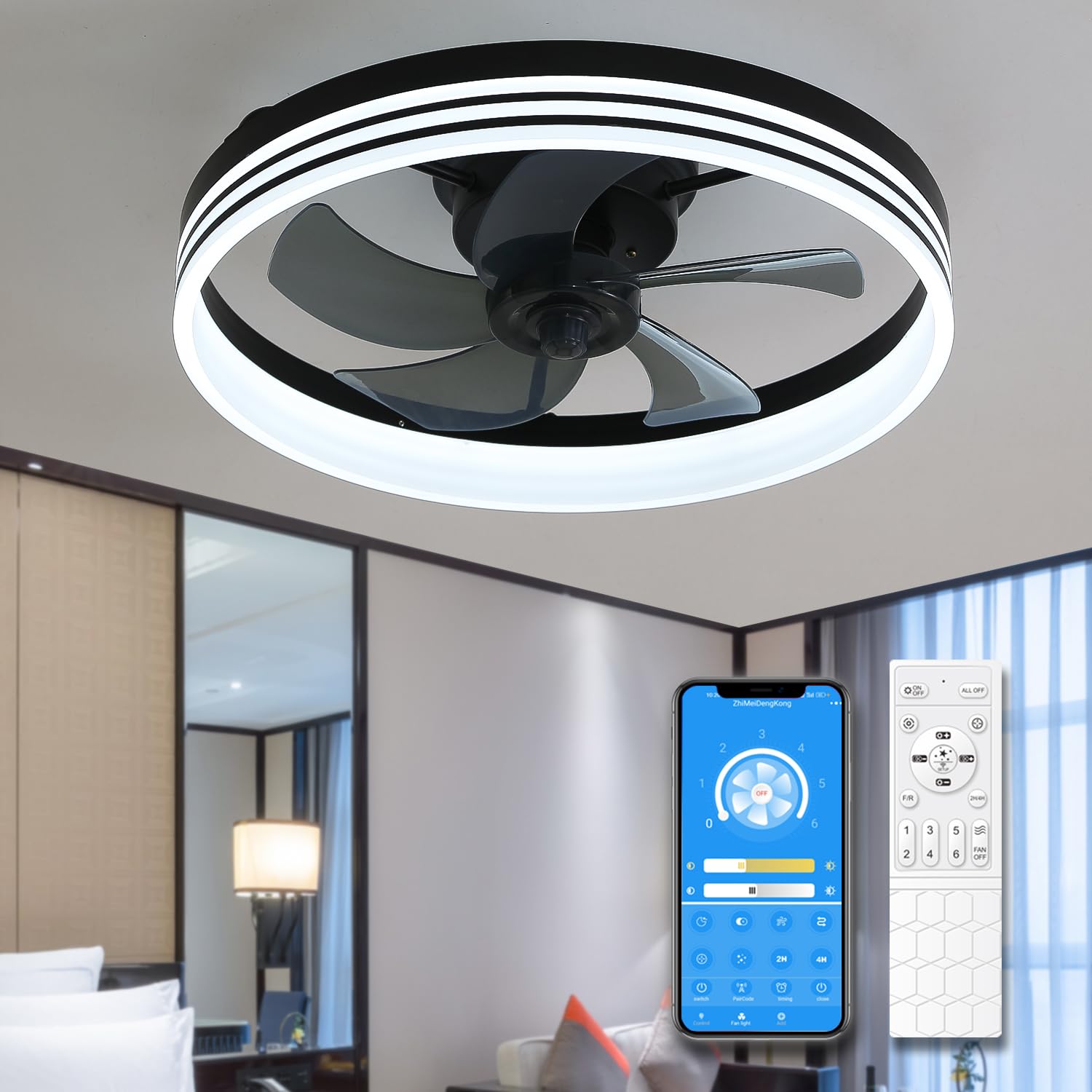 lifeholder 20" Modern Ceiling Fans with Lights and Remote, Flush Mount ...