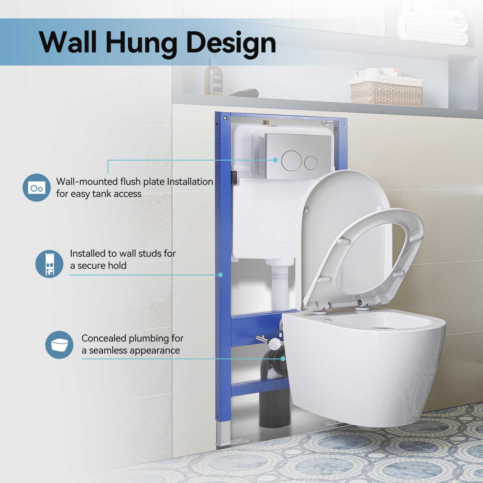 Snapklik.com : HOROW Compact Wall Hung Toilet Combo Set, Concealed In ...