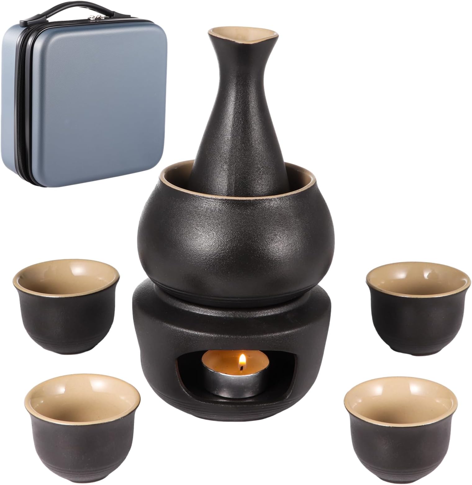 Amazon.com | Ceramic Sake Set, Japanese Sake Set with Bamboo Tray ...