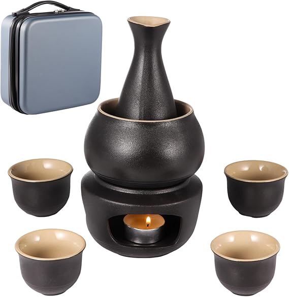 Amazon.com | Japanese Sake Set with Warmer, Tokkuri Sake Bottle and 4 ...