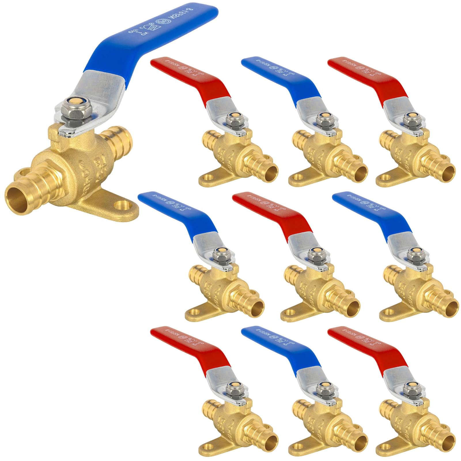 Amazon.com: HeSun 10-PCs 1/2 Inch PEX Ball Valves with Drop Ear, 1/4 ...