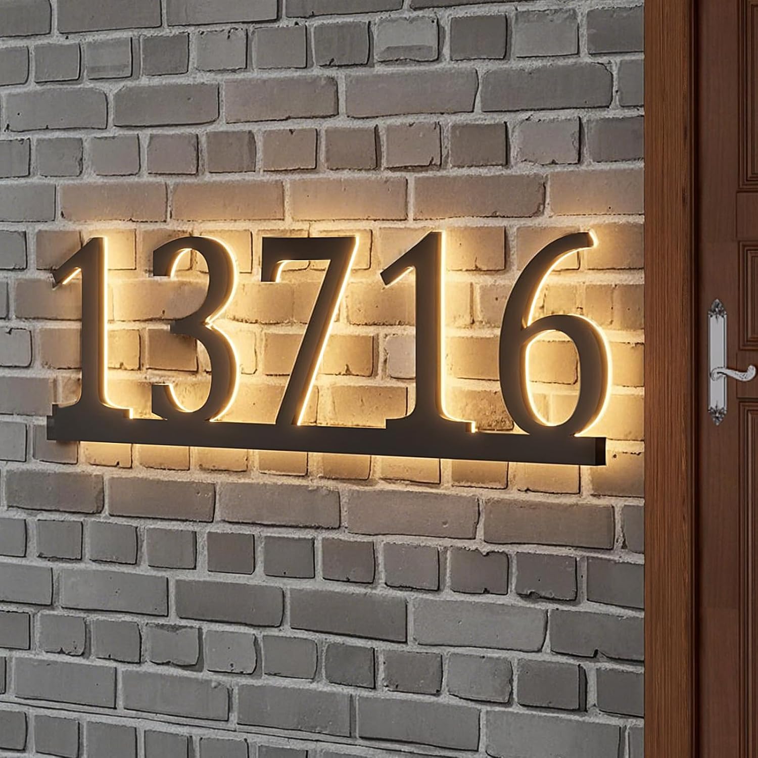 Solar House Numbers for Outside Light up - Personalized Acrylic Lighted ...