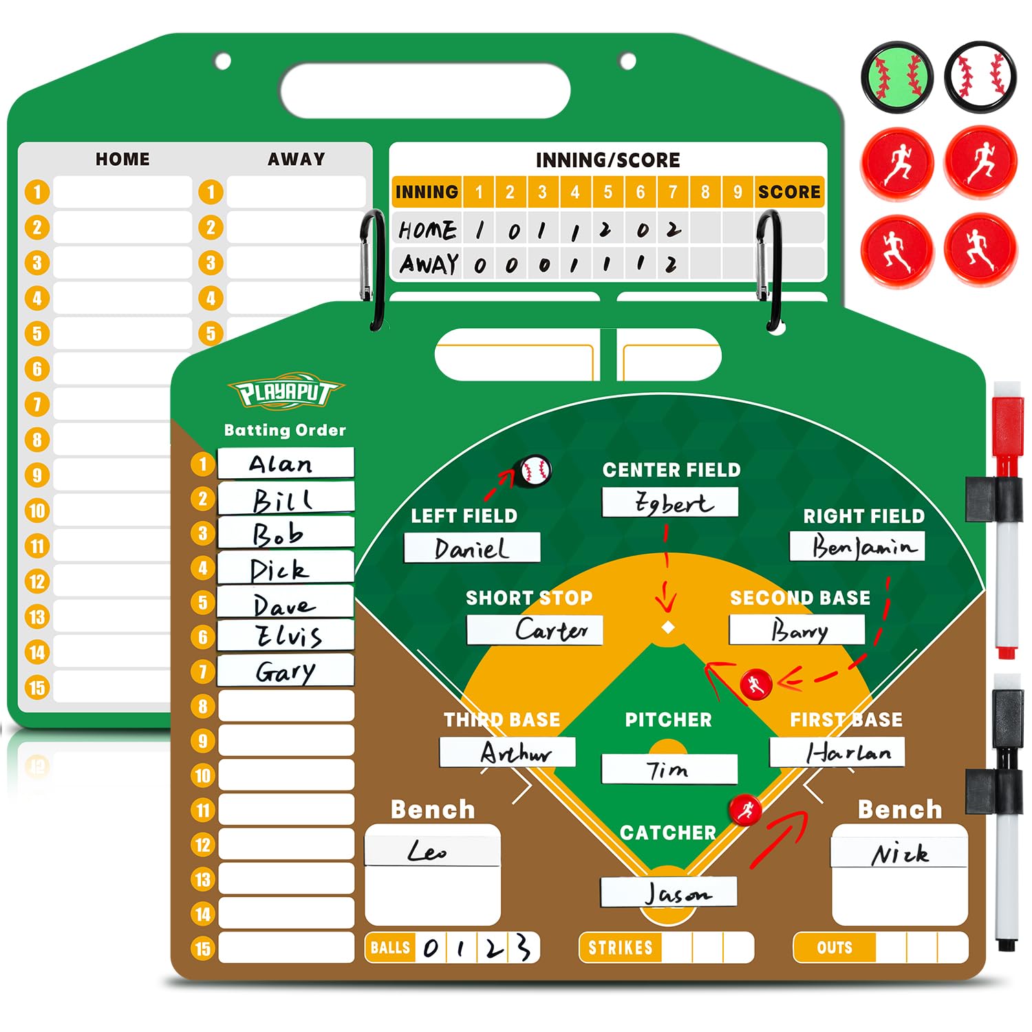 Snapklik.com : PLAYAPUT Magnetic Baseball Clipboard,Dry Erase Baseball ...