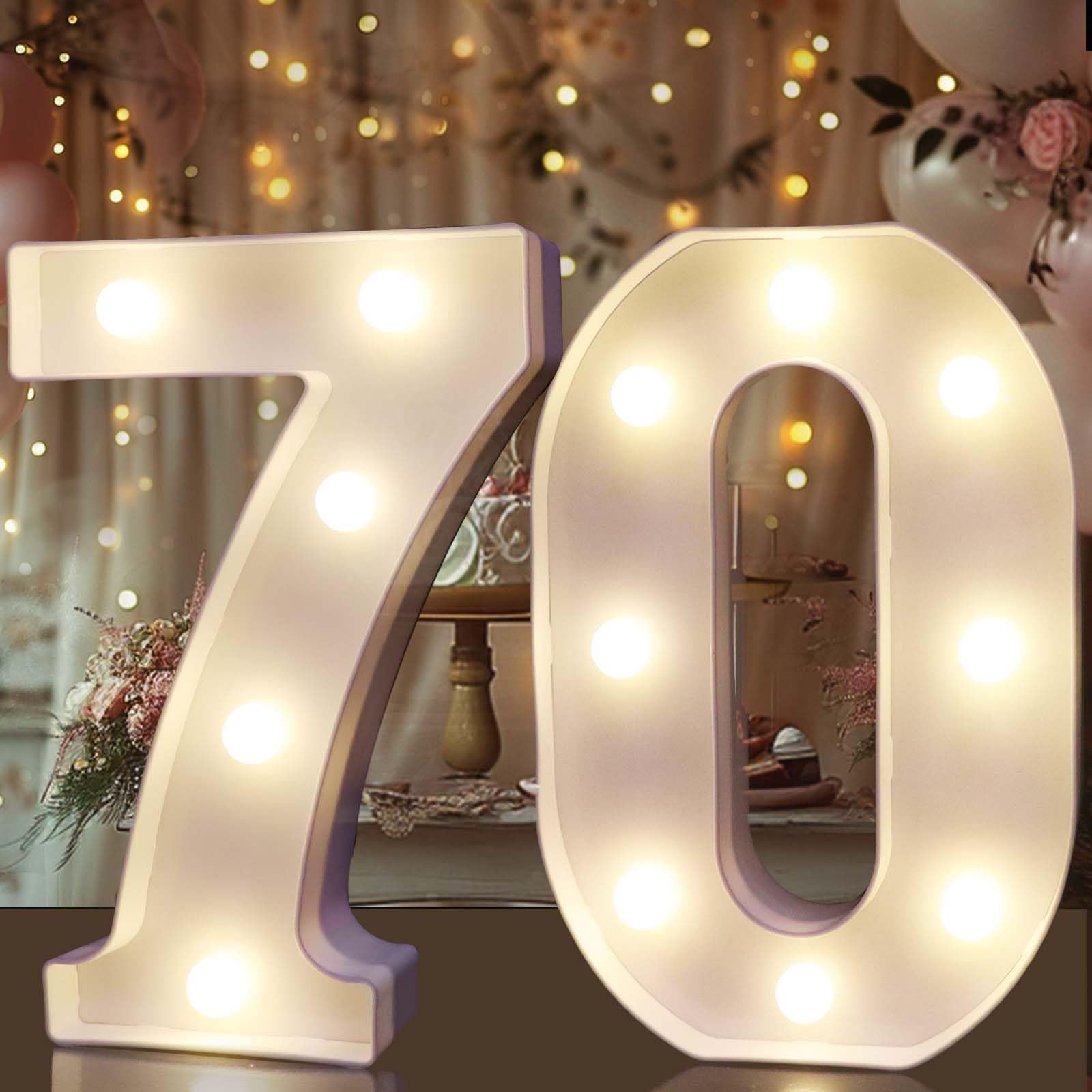 Pooqla Decorative LED Light Up Number Letters, White Plastic Marquee ...