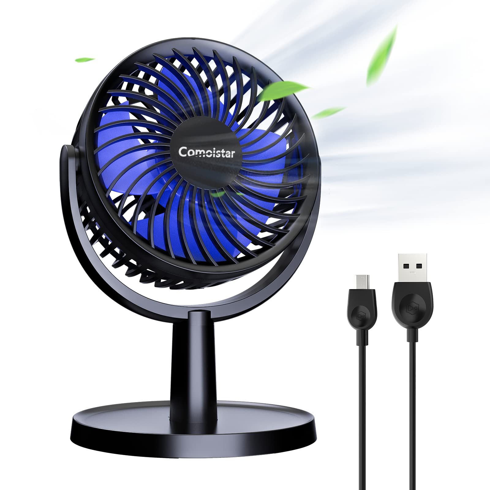 Small USB Desk Fan, 4 Speeds Portable Table Personal Fans, 310 ...