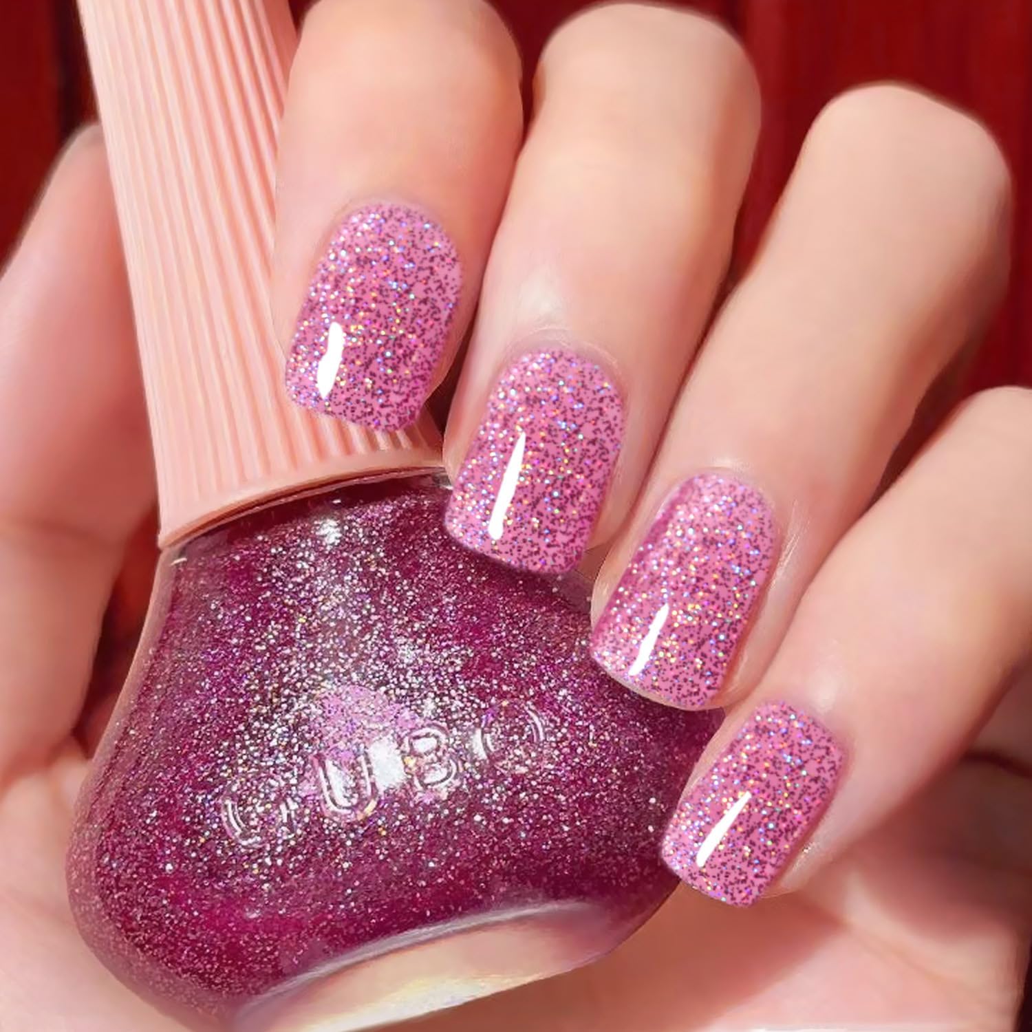 DouborQ Glitter Nail Polish Pinkish Purple Glimmer Translucent Long ...