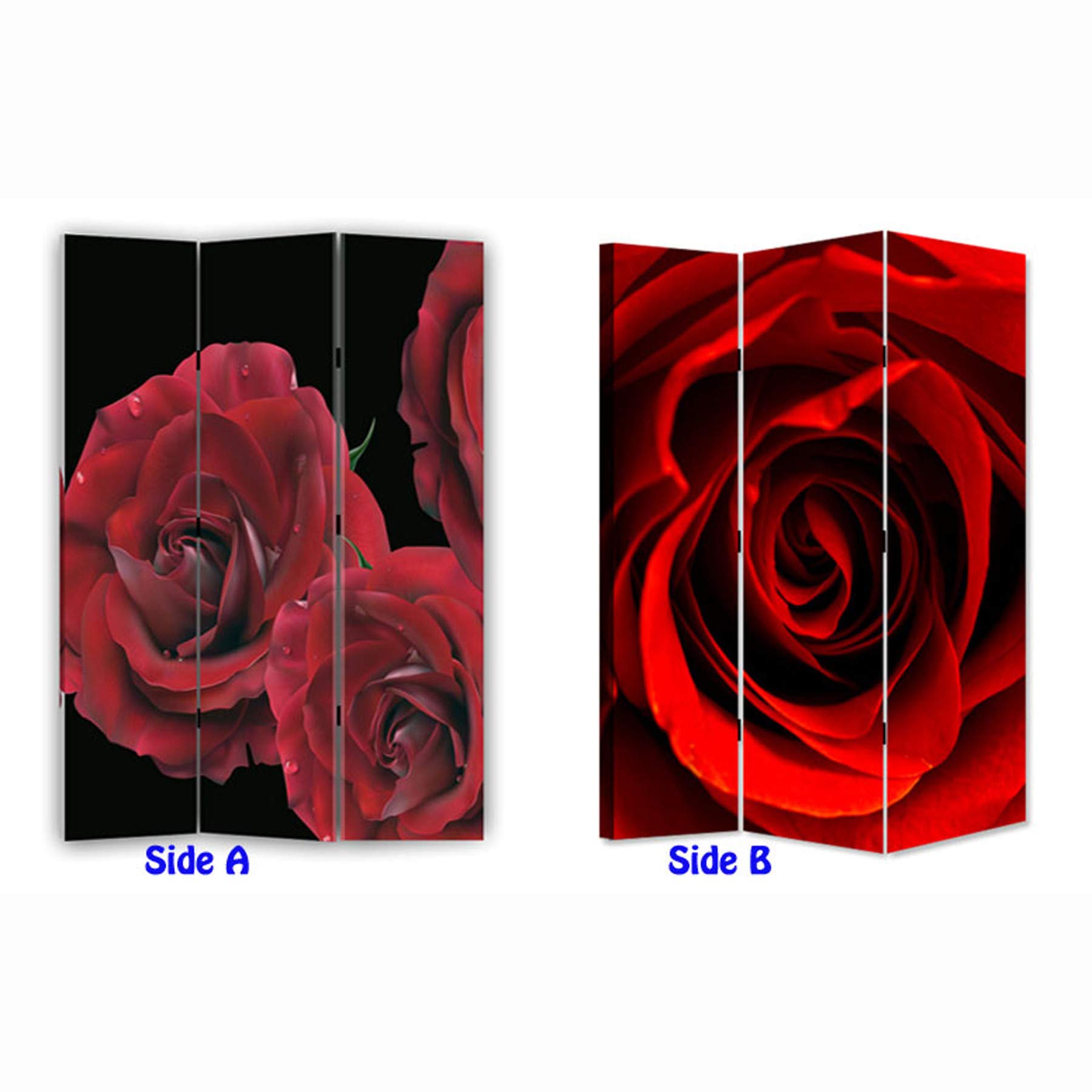 Buy Lillyvale 6FT Tall 3 Panel 2 Fold Rose New Room Divider Canvas ...