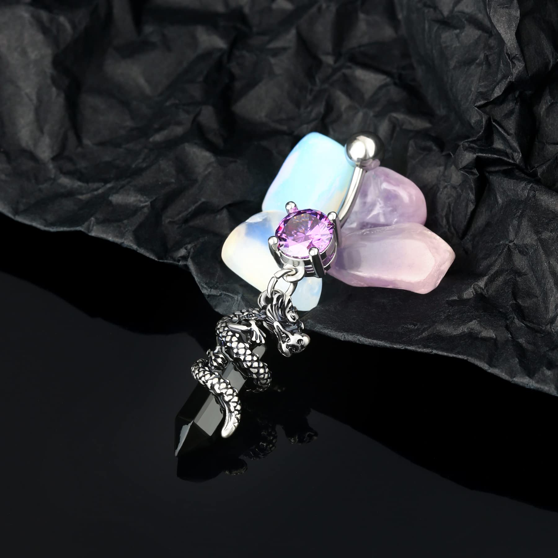 Buy CM Crareesi Mania Dragon Belly Bars Burn Silver Belly Button Bars ...