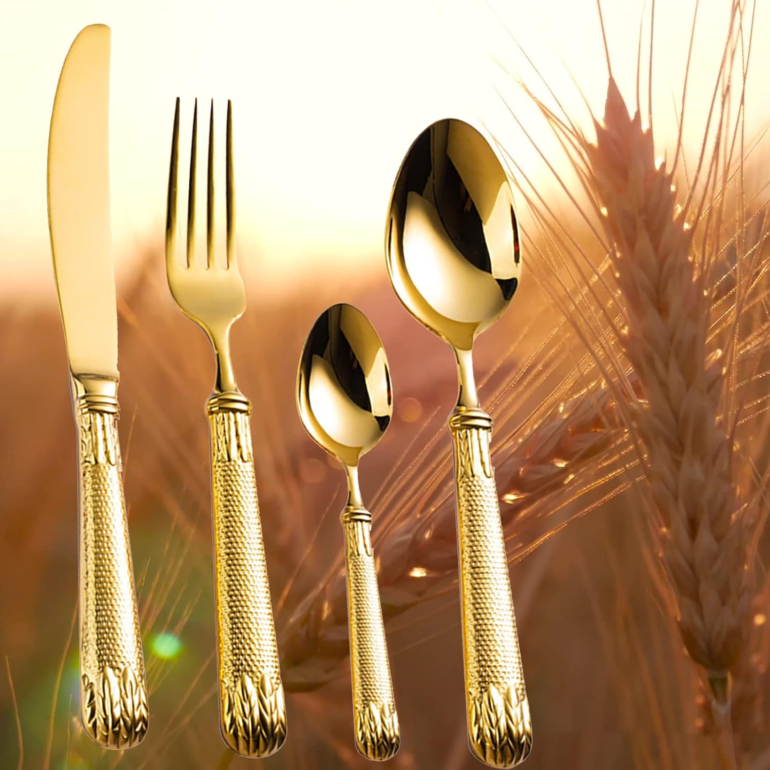 Amazon.com | Thomaso 16-piece Gold-plated Silverware Flatware Cutlery ...