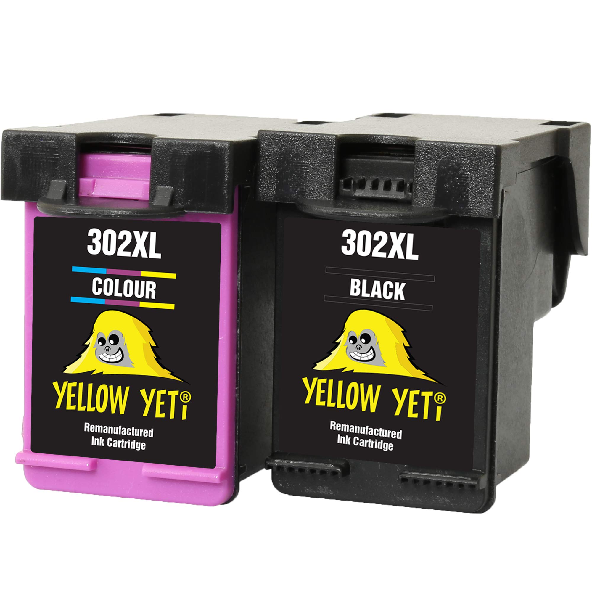 Yellow Yeti Remanufactured 302XL 302 XL Ink Cartridges (Black, Colour ...