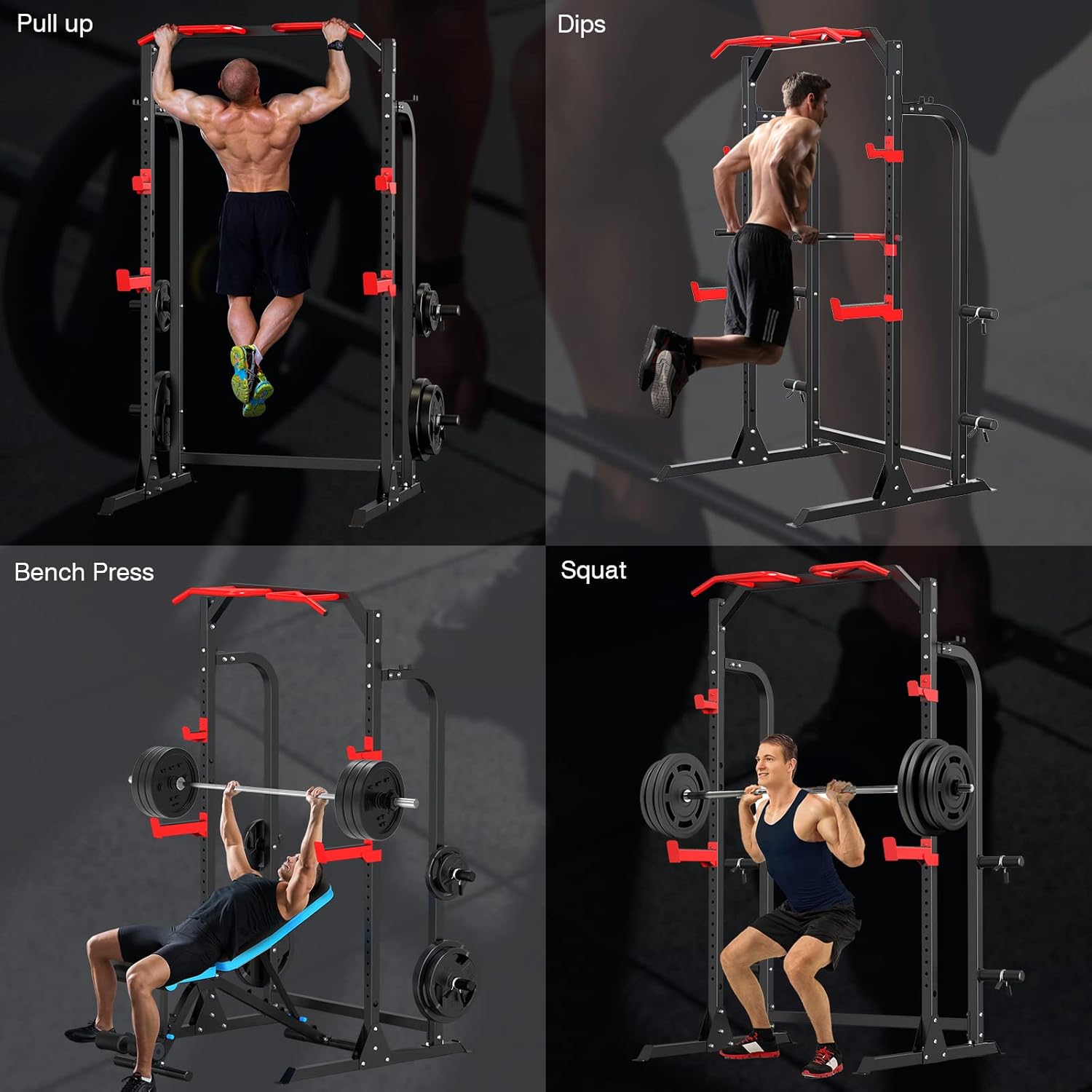 Buy SunHome Power Cage Squat Rack with Pull Up Bar & Dip Bar ...