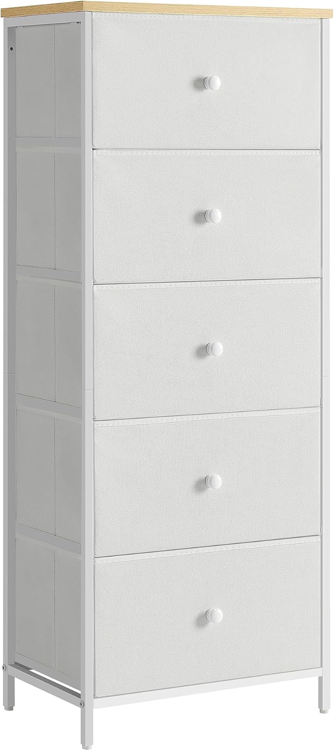 SONGMICS Chest of Drawers Bedroom, Drawer Storage Unit, Dresser with 5 ...