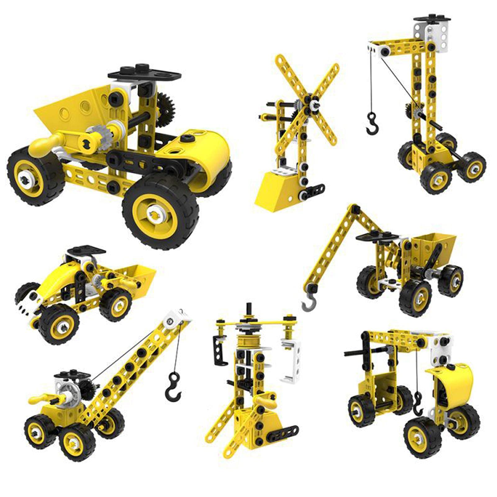 Buy 8 Models Building Toy Set (forklift, Wind Mill, Gantry Crane ...