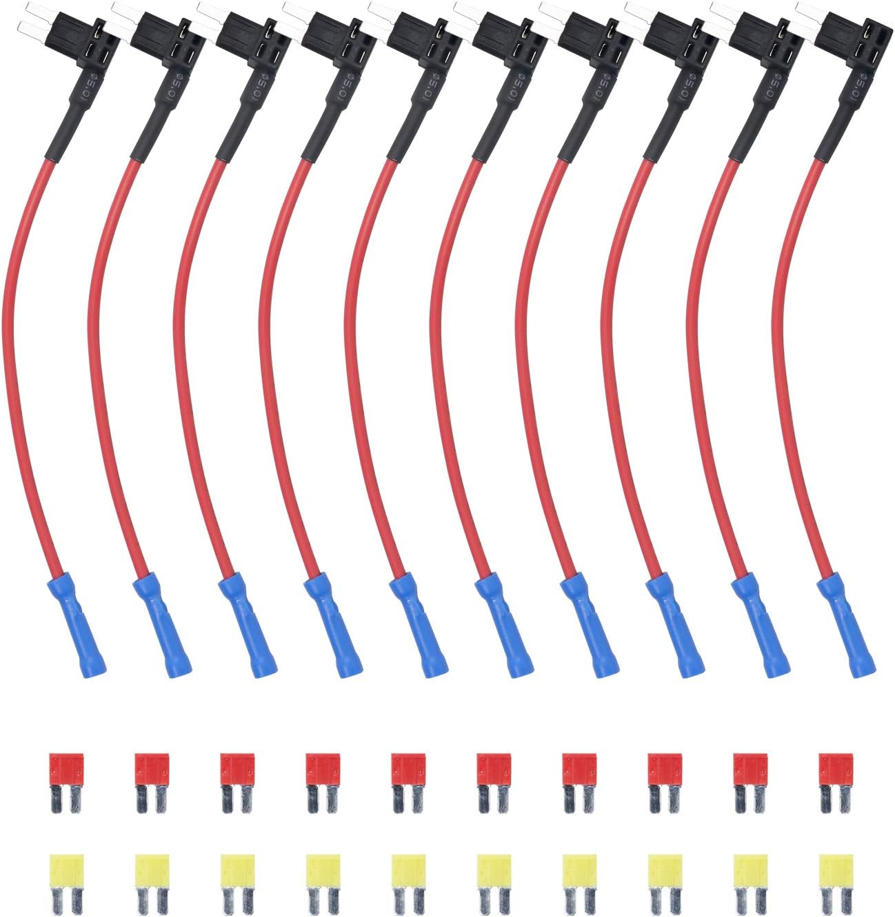 Recoil 10 Pack 12V Car Add-a-Circuit Fuse Tap Adapter ATO ATC Blade ...