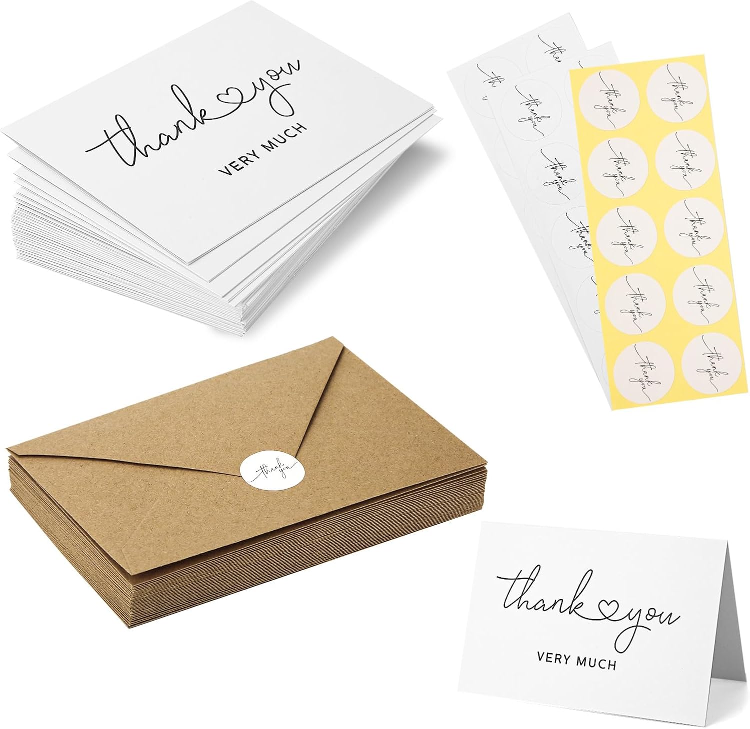 LUTER 30pcs Postcard and Envelope Sets, 4x6inch Kraft Envelopes with ...