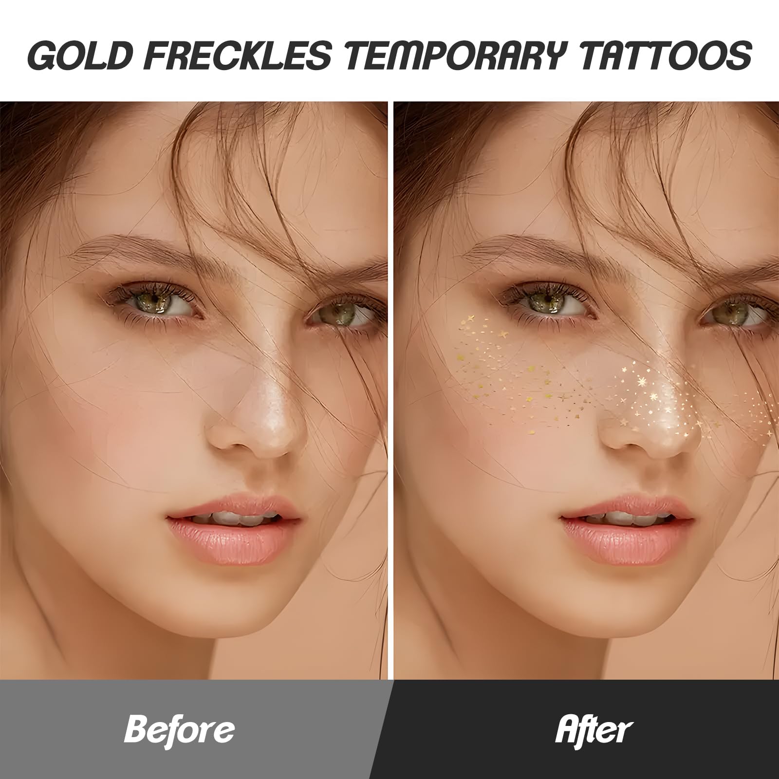 12PCS Glitter Metallic Freckle Tattoos, Gold Glitter Freckles Face ...