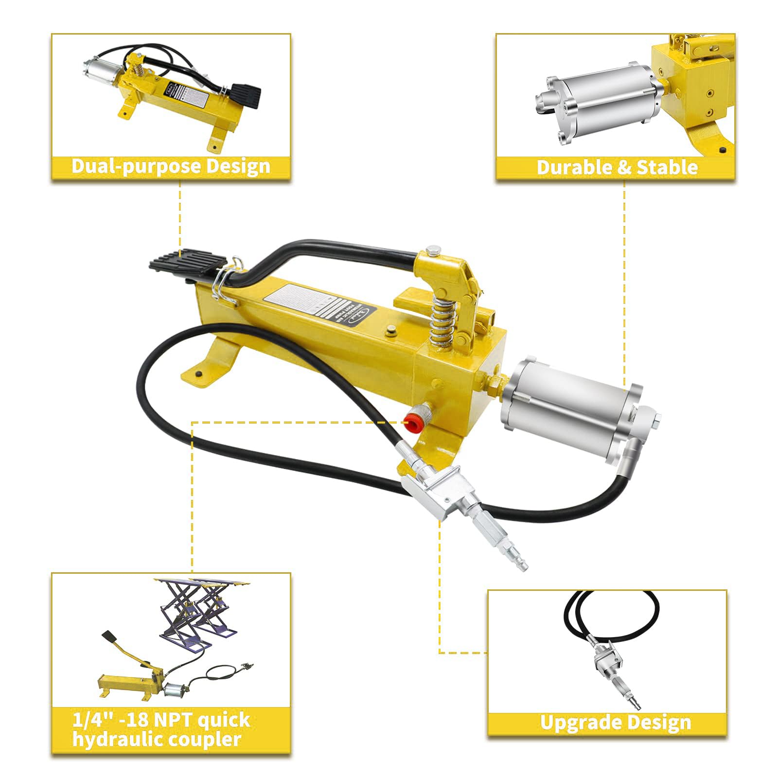 Snapklik.com : Portable Power Air Hydraulic Pump 10,000 PSI/10 Ton Low ...