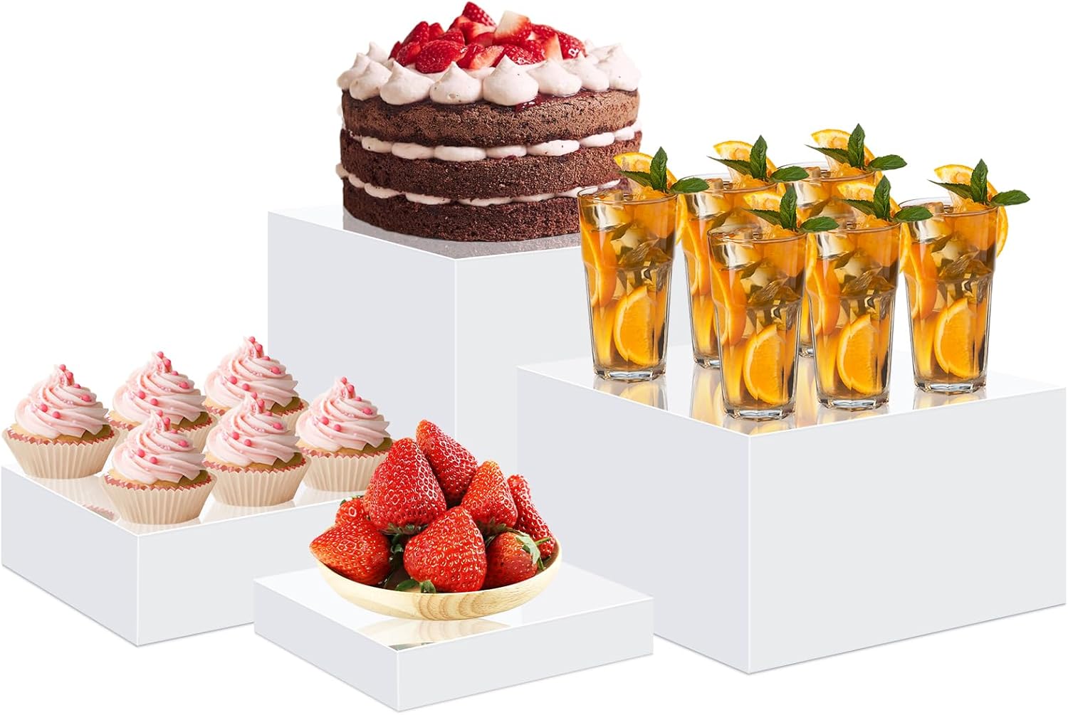 Amazon.com: Hugestar 4pcs Buffet Risers, Food Display Stands for Buffet ...