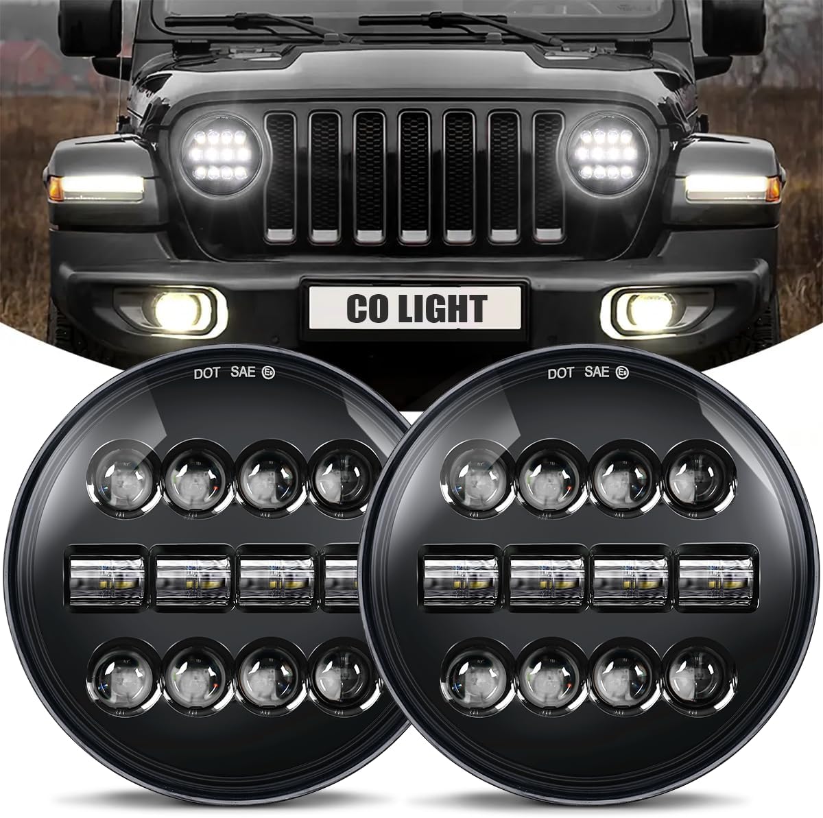 Amazon.com: CO LIGHT 7 Inch Round LED Headlights Hi/Lo Sealed Beam DOT ...