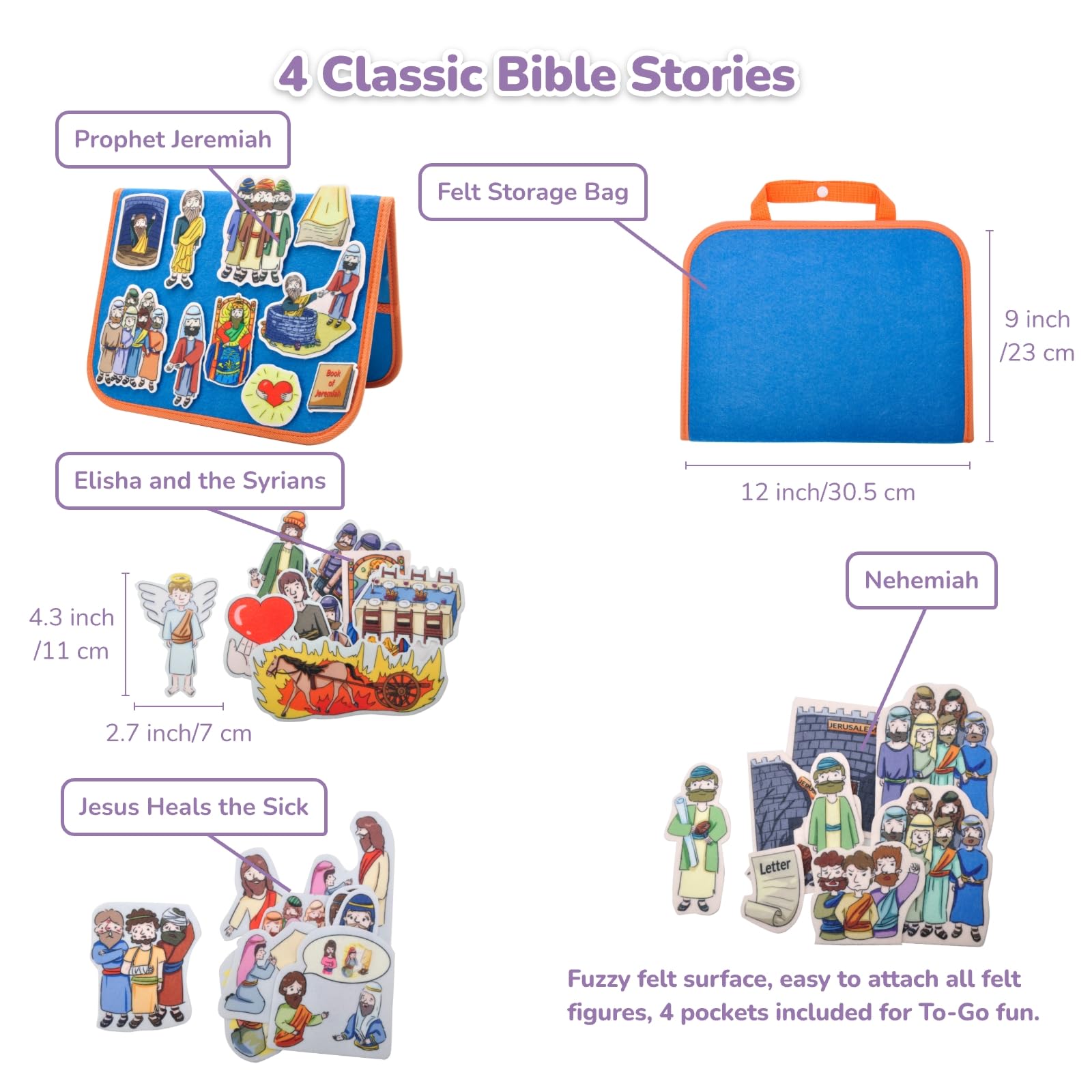 Snapklik.com : 4 Pack Felt Board Bible Stories Set, Flannel Board ...