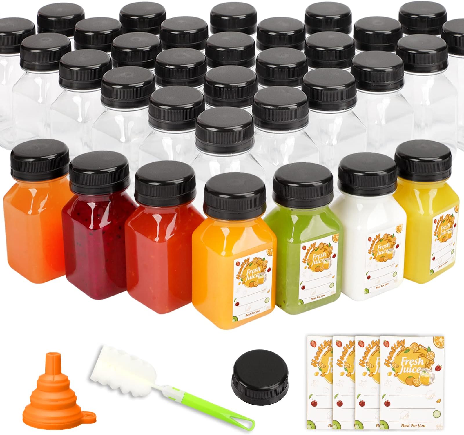Amazon.com: 36 Pack 5 oz Plastic Juice Bottles Bulk with Lids Reusable ...