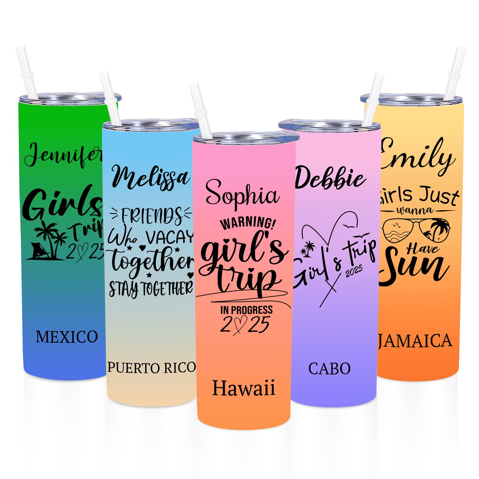 Amazon.com | Personalized Girls Trip Tumblers, Custom Beach Vacation ...