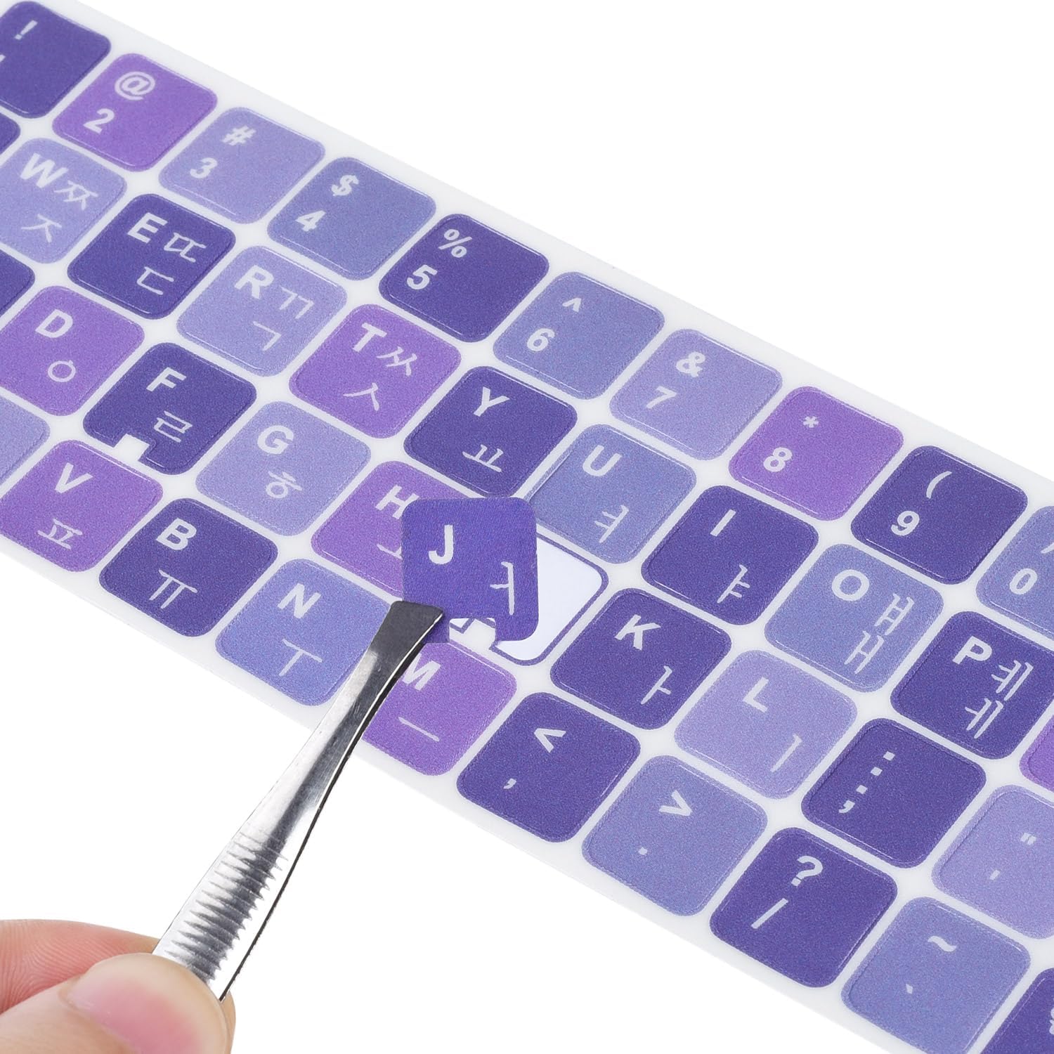 2Pack Korean-English Keyboard Stickers on Purple Background With White ...
